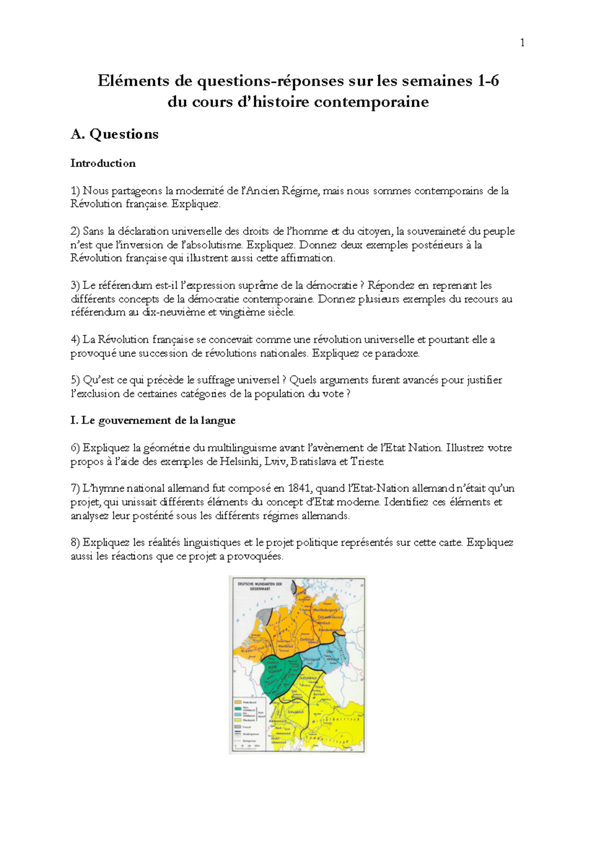 questions et réponses - Eléments de questions-réponses sur les semaines ...