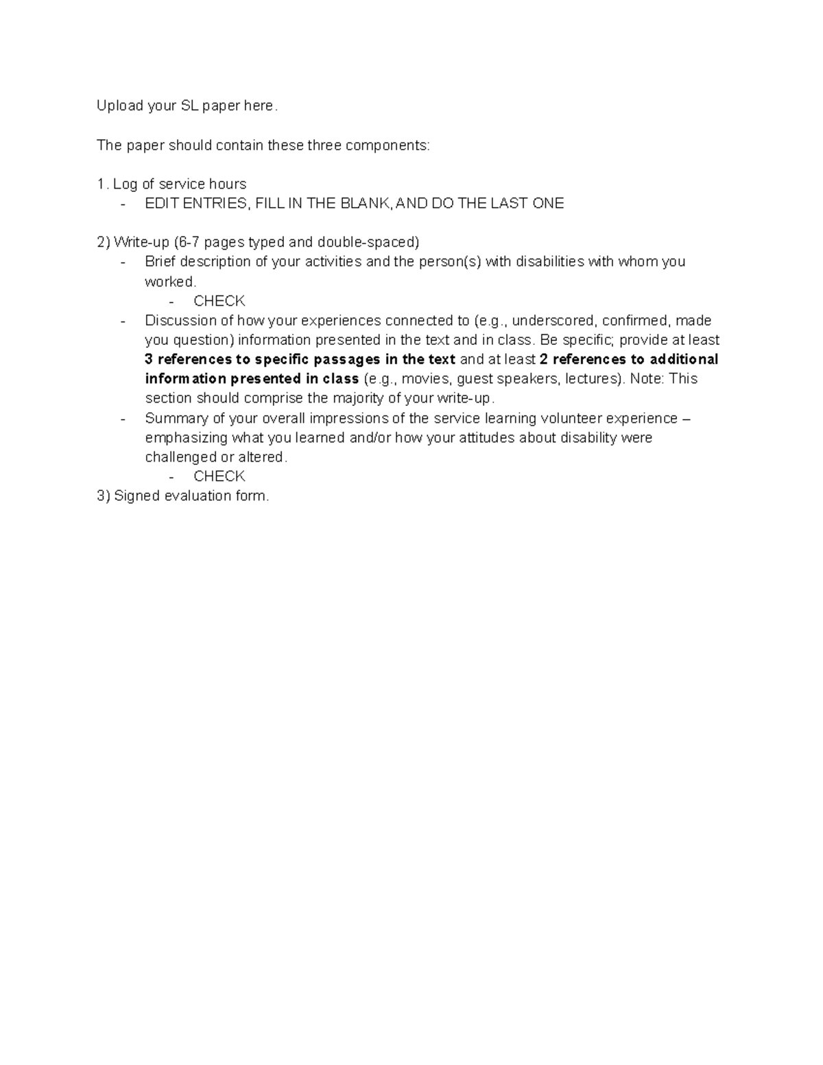 Final service learning paper directions and notes - Upload your SL ...