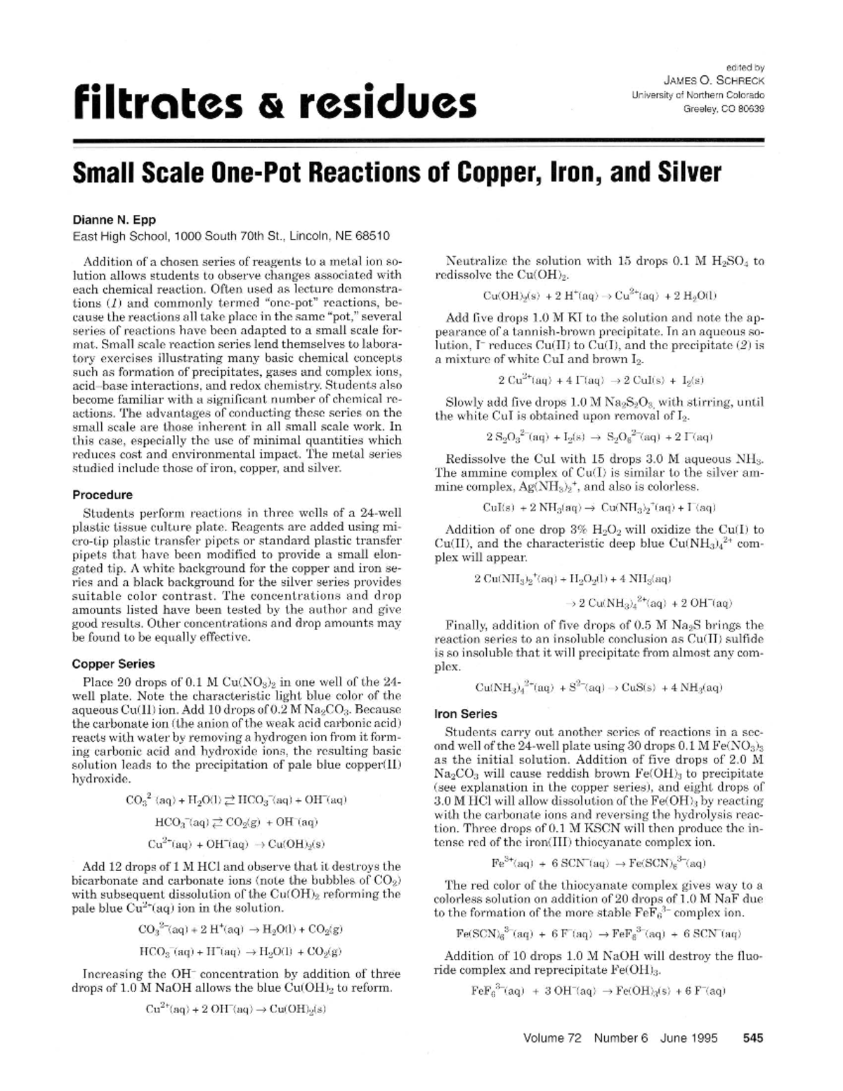 LAB 3. Small Scale One-Pot Reactions - Ciltrcrtes e residues edited by ...