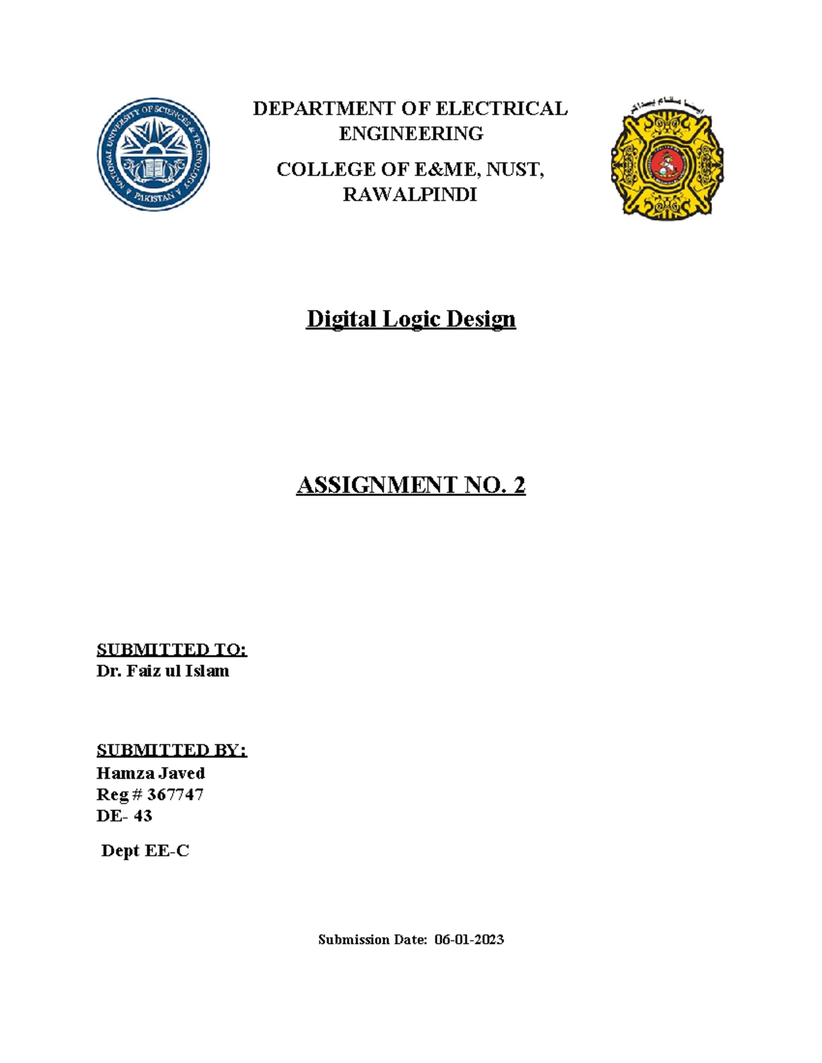Assignment 02 - project - DEPARTMENT OF ELECTRICAL ENGINEERING COLLEGE ...