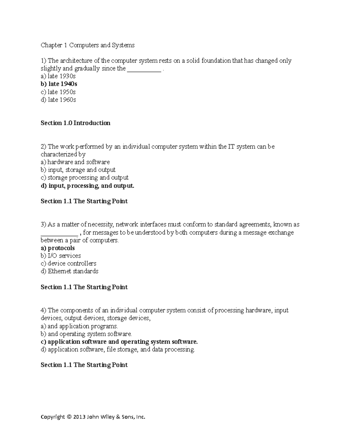 Ch01 - practice question - Chapter 1 Computers and Systems The ...