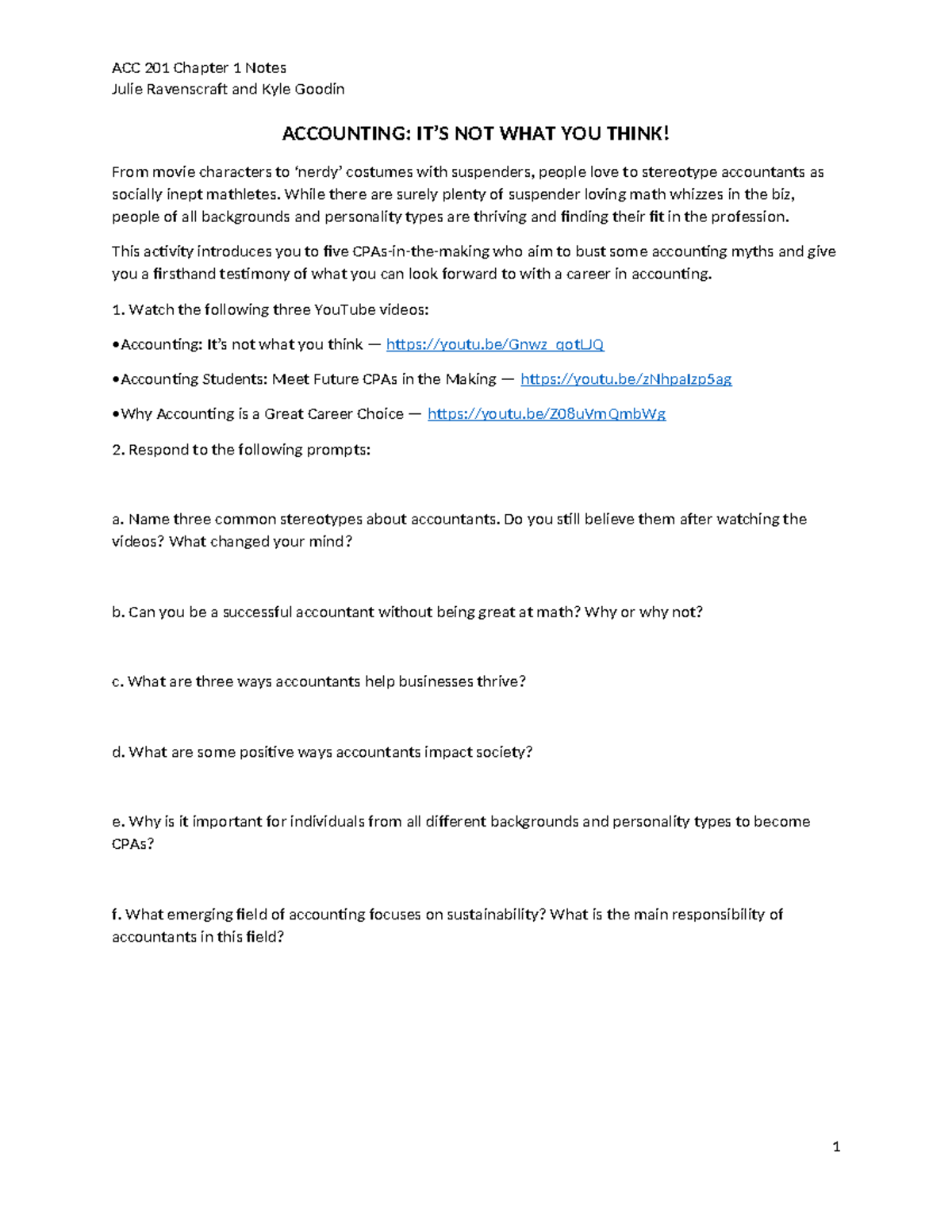 Chapter 1 Notes - QWERTYUIO - Julie Ravenscraft and Kyle Goodin ...