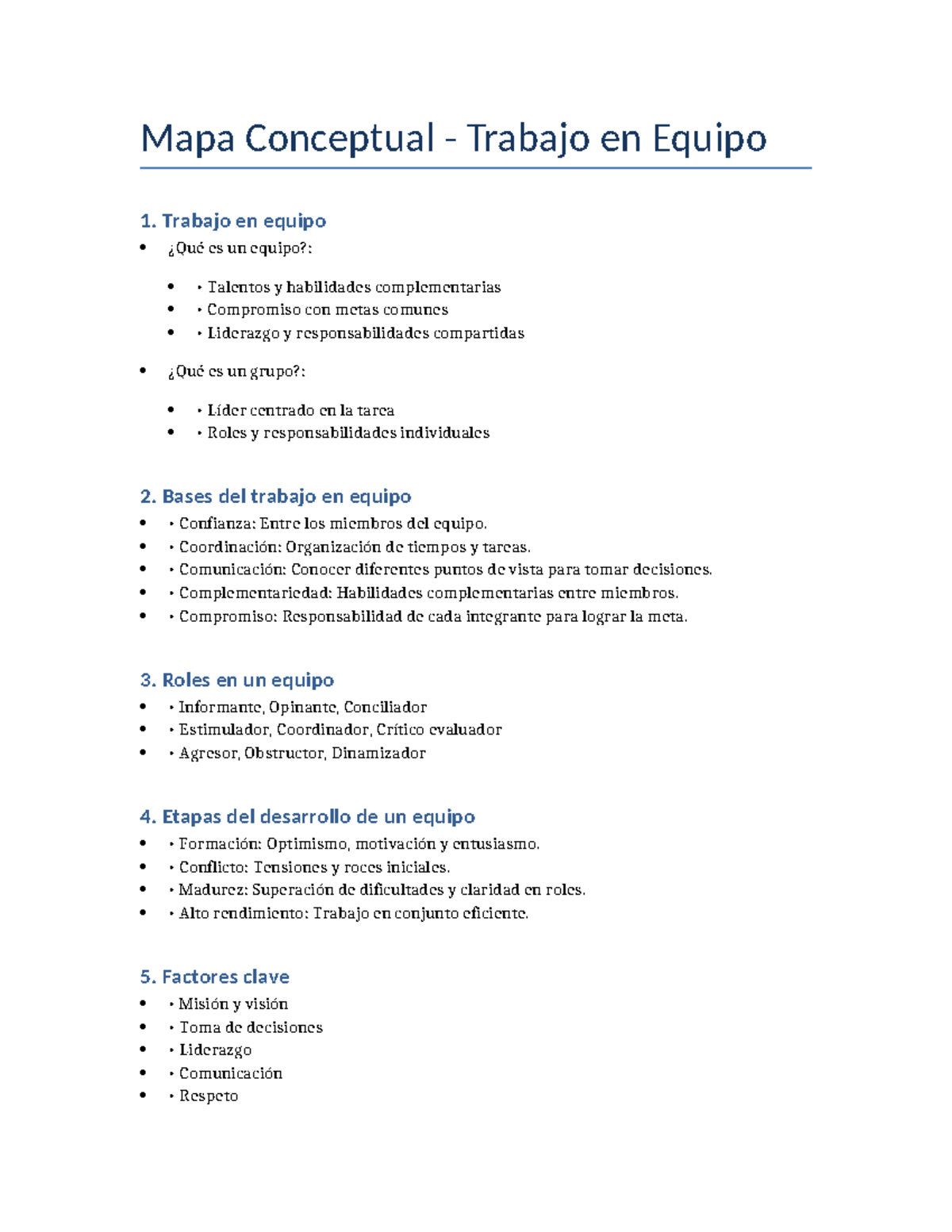 Mapa Conceptual Trabajo Equipo - Mapa Conceptual - Trabajo en Equipo 1 ...