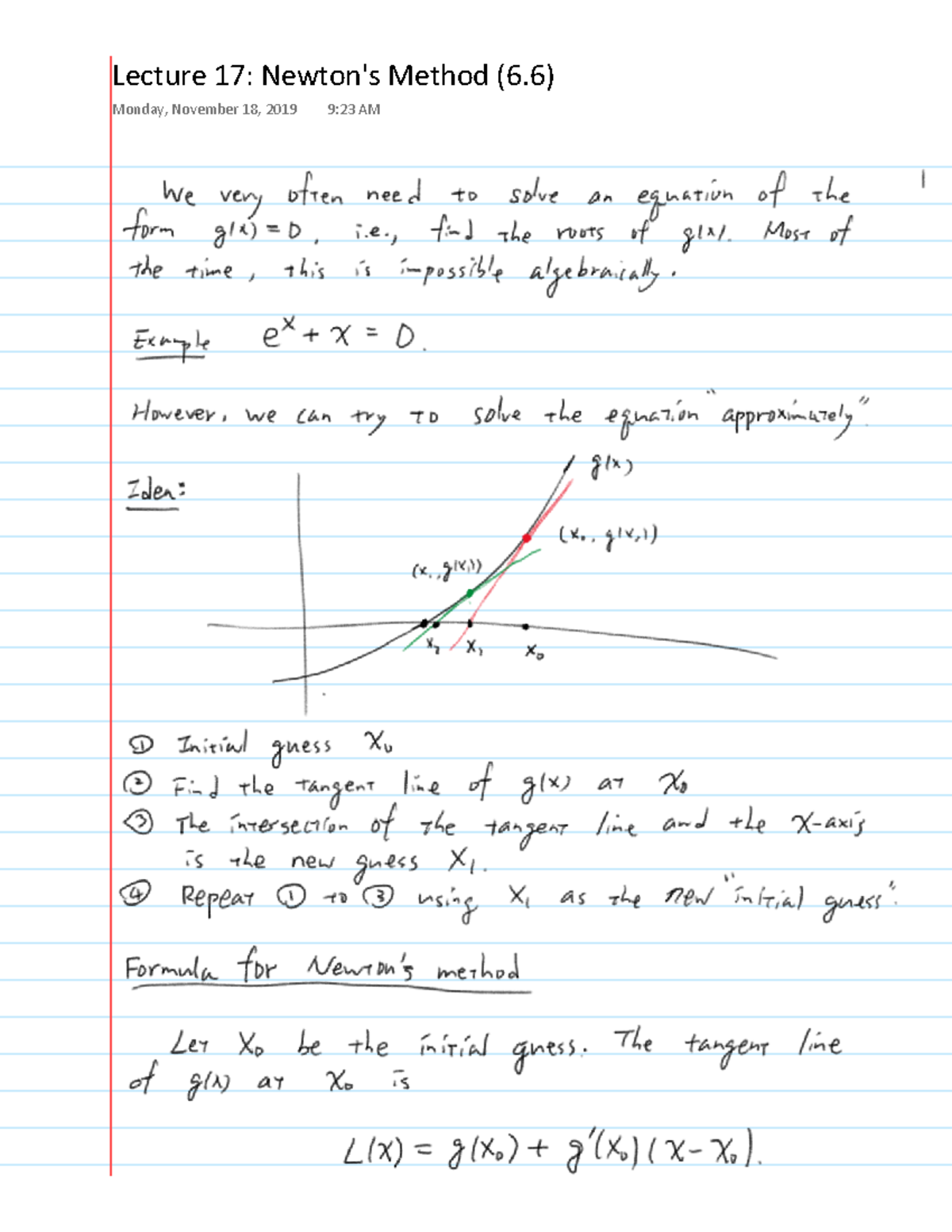 Lecture 17 Hung-Chang Liao - MAT1330 - >ĞĐƚƵƌĞ ϭϳ͗ EĞǁƚŽŶΖƐ D ĞƚŚŽĚ ;ς ...