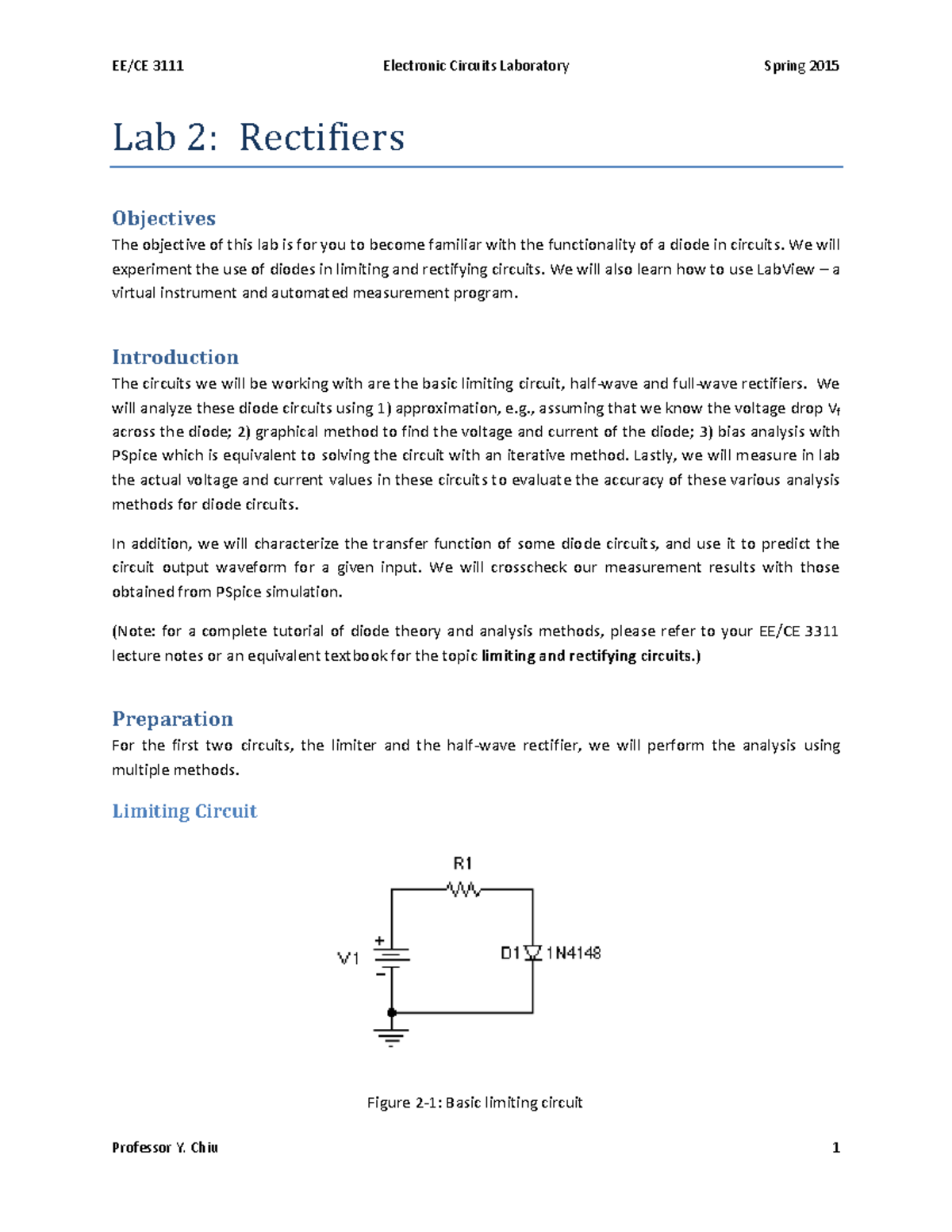 Lab 2 - Lab 2: Rectifiers Objectives The objective of this lab is for ...