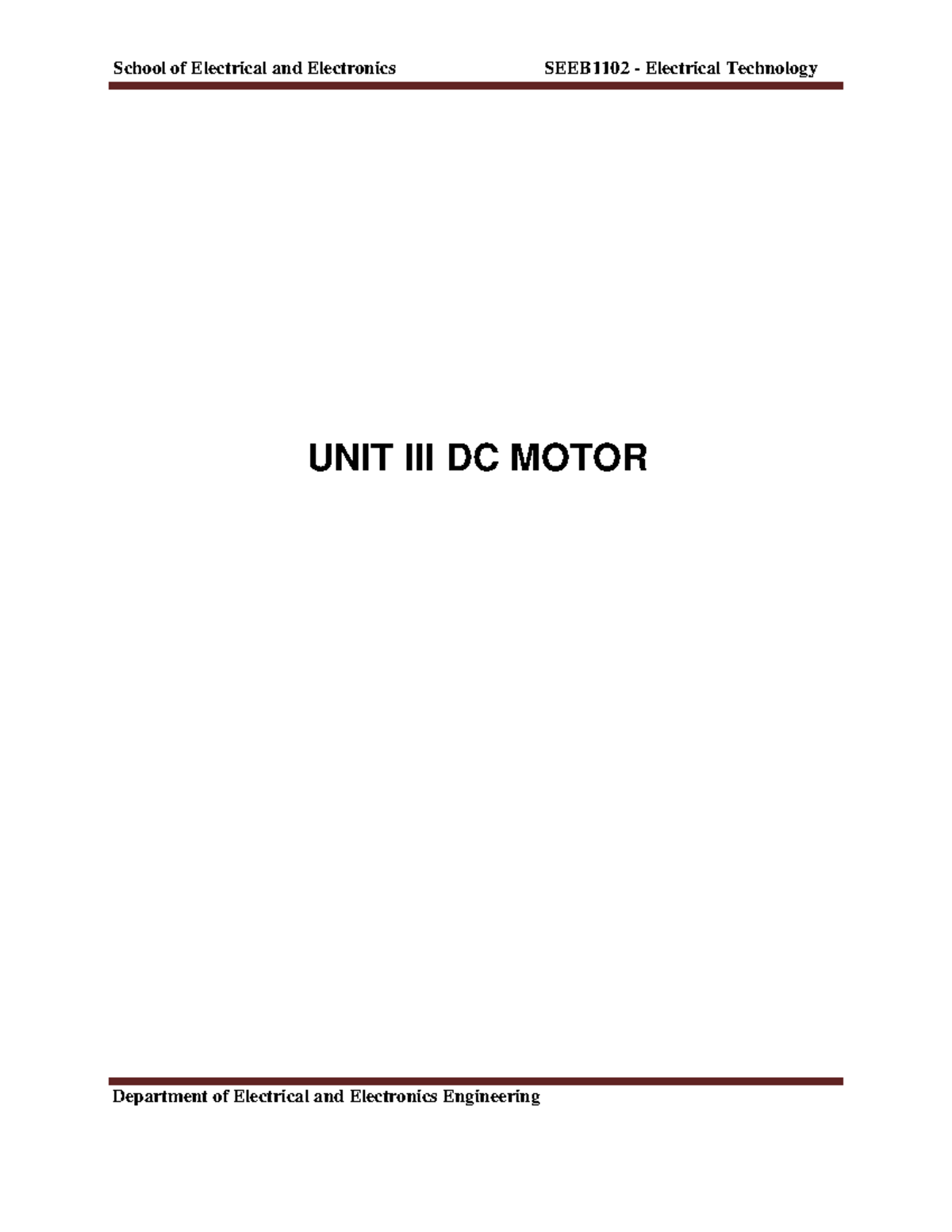 UNIT - III Notes AC circuits - UNIT III DC MOTOR Department of ...