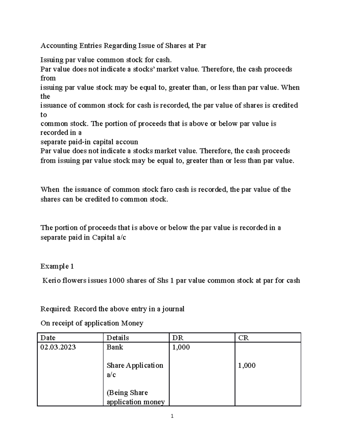 Accounting FOR Shares - cccc - Accounting Entries Regarding Issue of ...