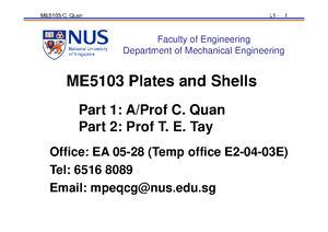 ME5103 (2) Membrane Theory of Shells - Membrane Theory of Thin Shells 1 ...