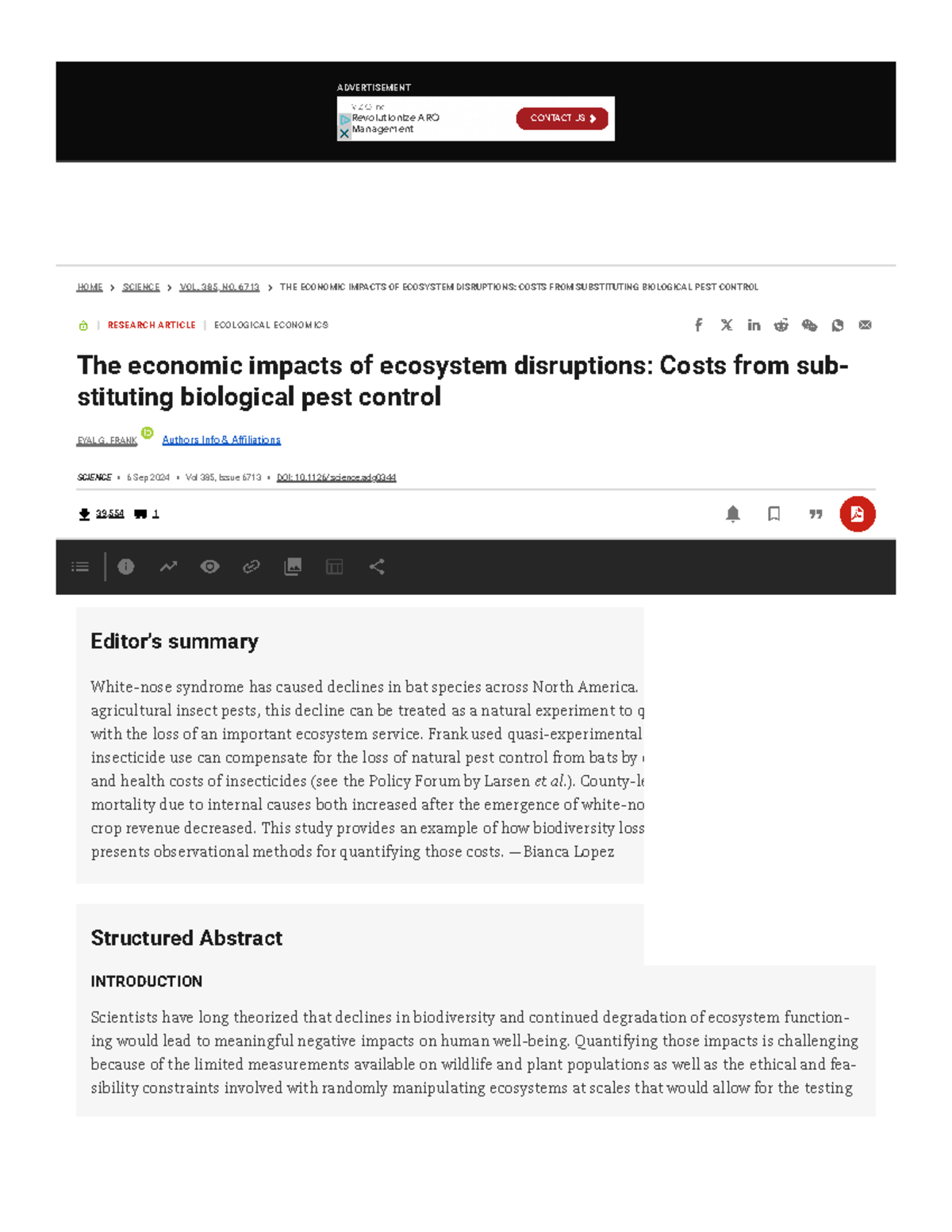 The economic impacts of ecosystem disruptions- Costs from substituting ...