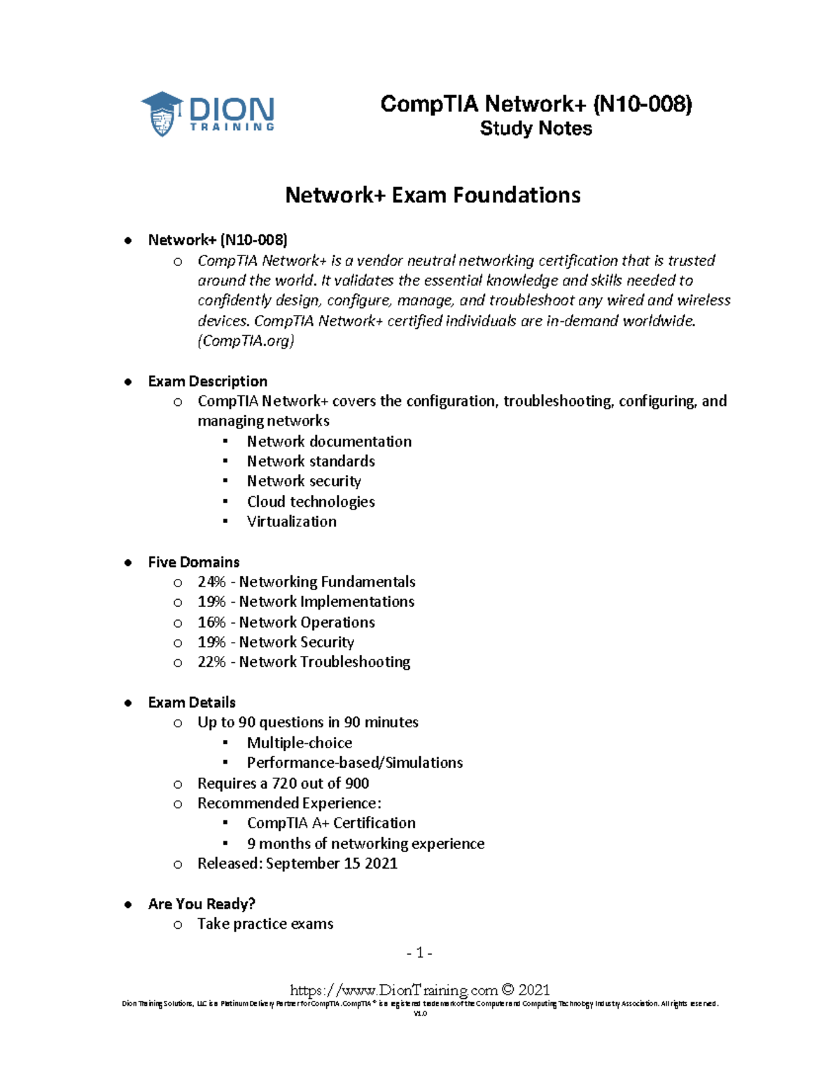Jason Dion - N10-08 - 1 - DionTraining © 2021 Dion Training Solutions ...