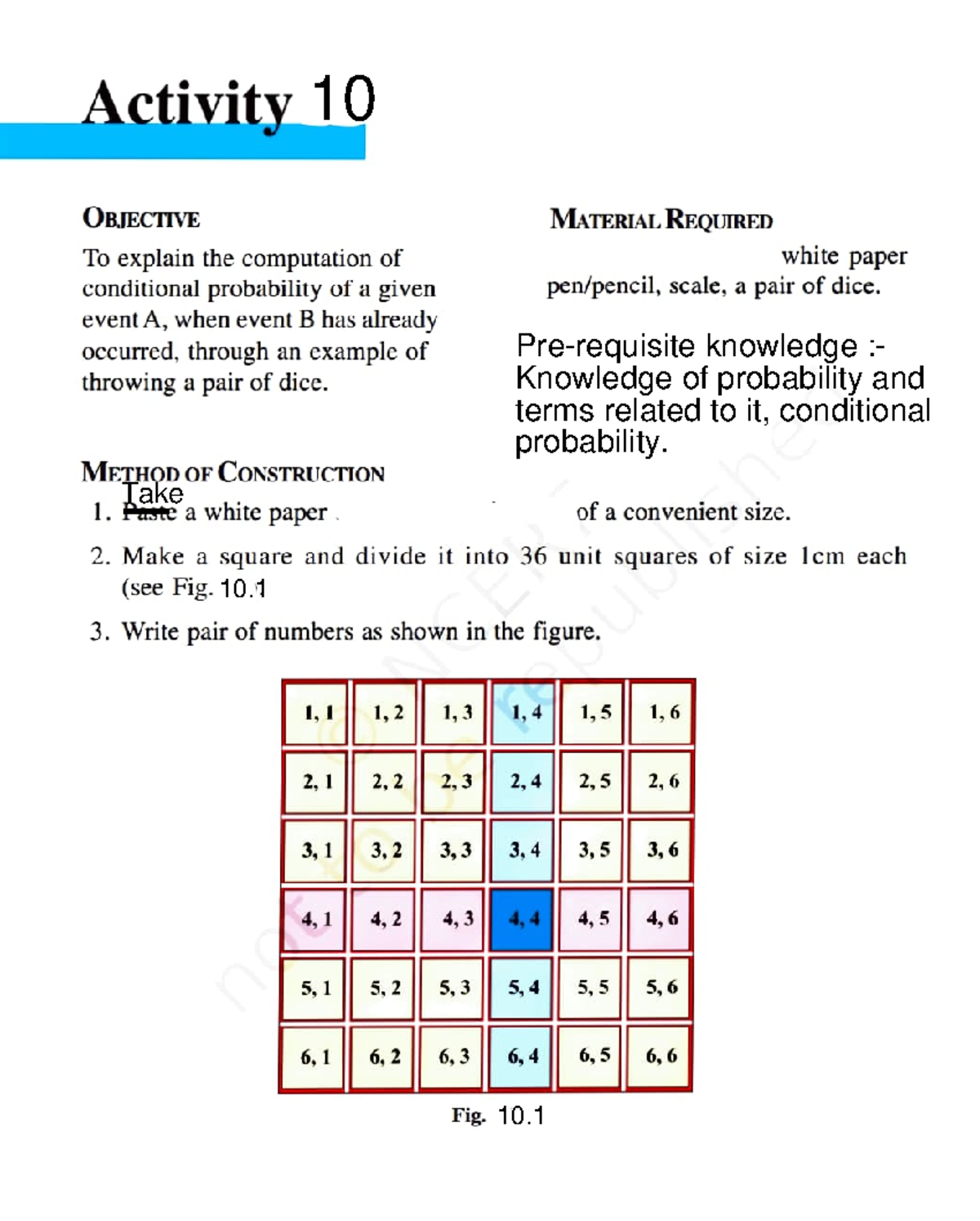 Activity 10 XII Maths - Activity OBIECTIVE MATERIAL REQUIRED white ...