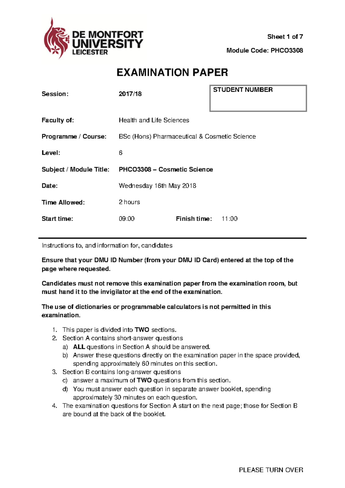 PHCO3308 - exam - Module Code: PHCO EXAMINATION PAPER Session: 2017 ...
