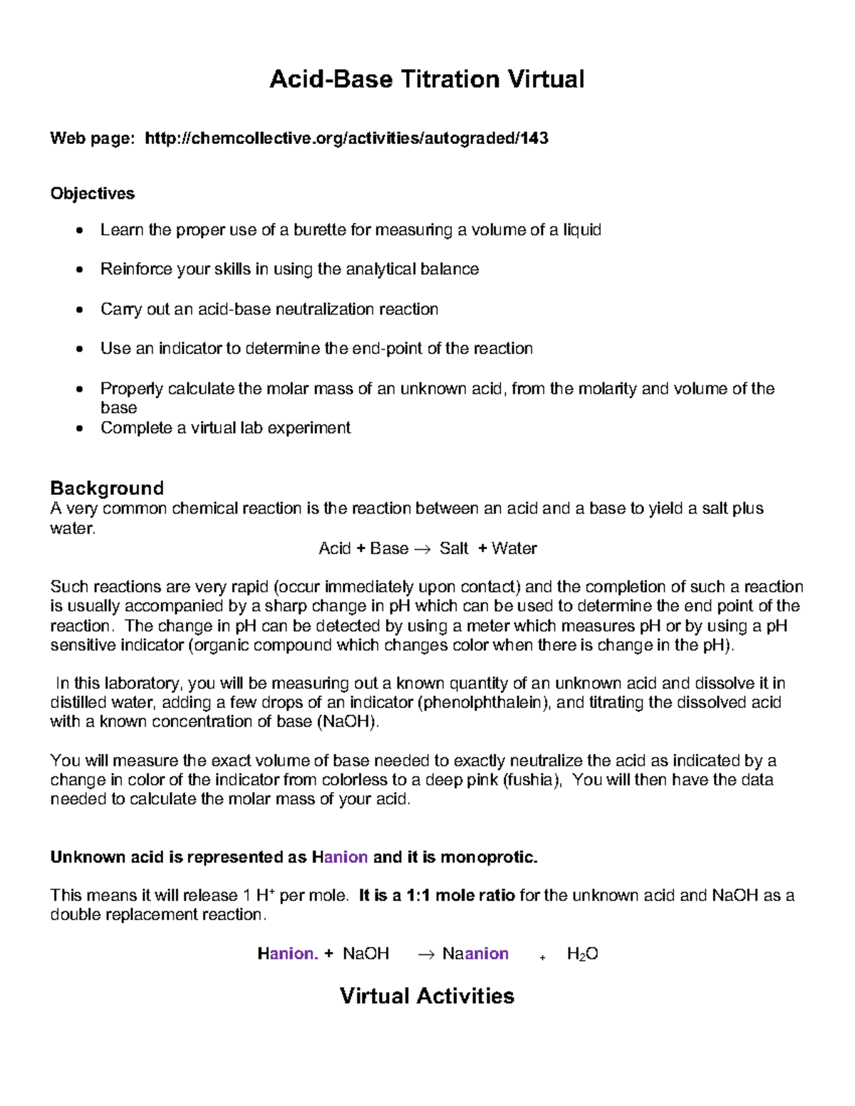 101Experiment Acid Basevirtual - Acid-Base Titration Virtual Web page ...