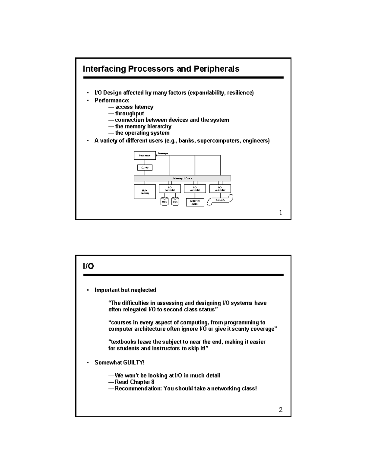 Interfacing - Lecture notes 1 - 1 Interfacing Processors and ...