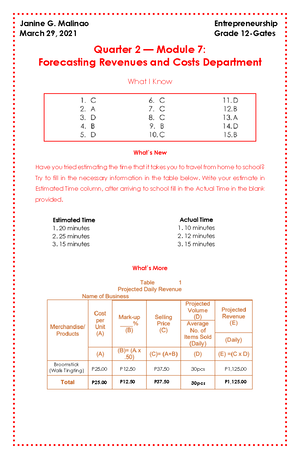 Entrepreneurship Activity 2 and 3 - DEVELOPING A BUSINESS PLAN Week 3 ...