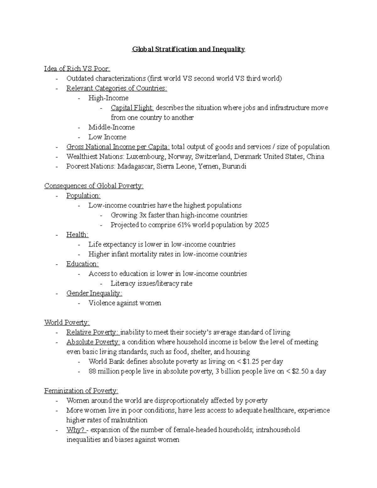 10/4/22 - Global Stratification - Global Stratification and Inequality ...