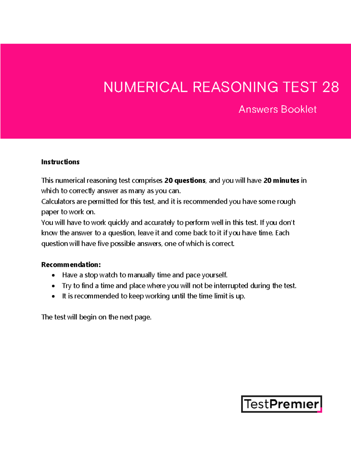 Numerical TEST 28 Answer Instructions This Numerical Reasoning Test numerical-test-28-answer-instructions-this-numerical-reasoning-test
