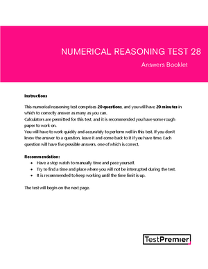 Numerical TEST 29 Answer - Instructions This numerical reasoning test ...