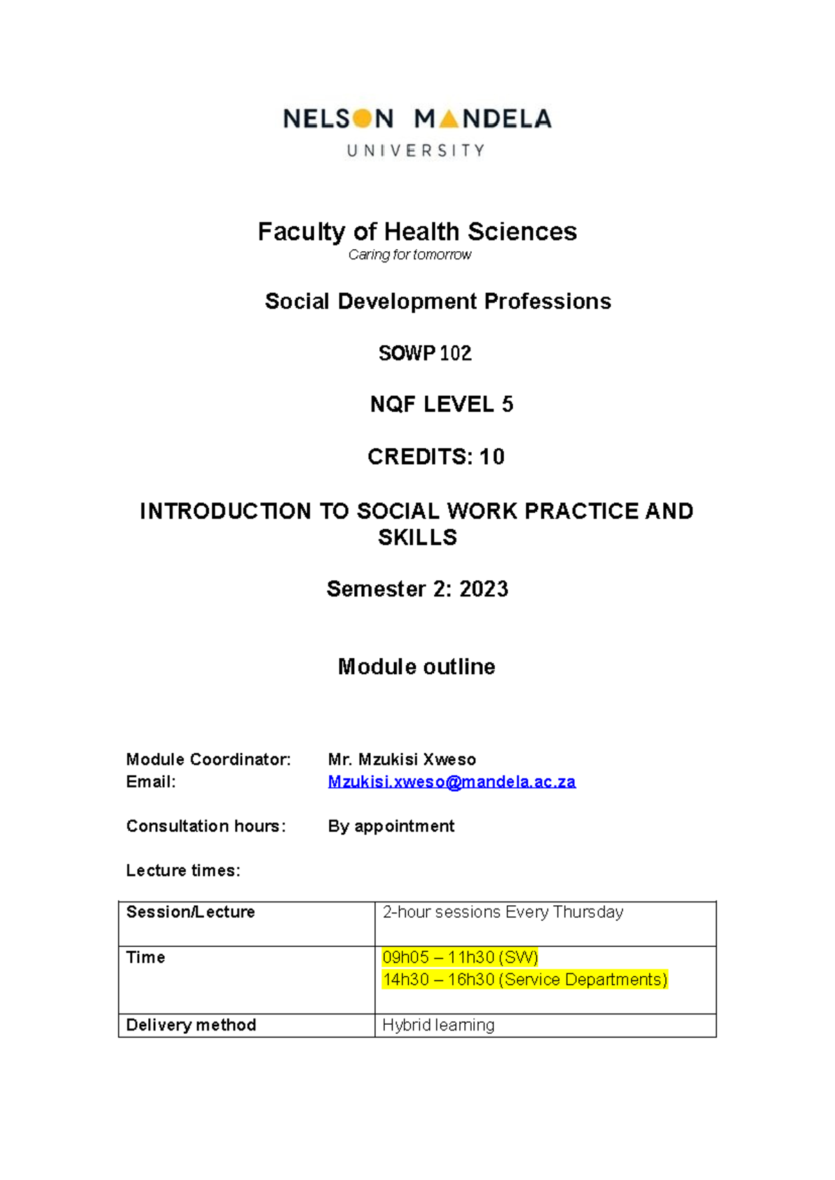 Final copy MX SOWP102 2023 Module Guide - Faculty of Health Sciences ...