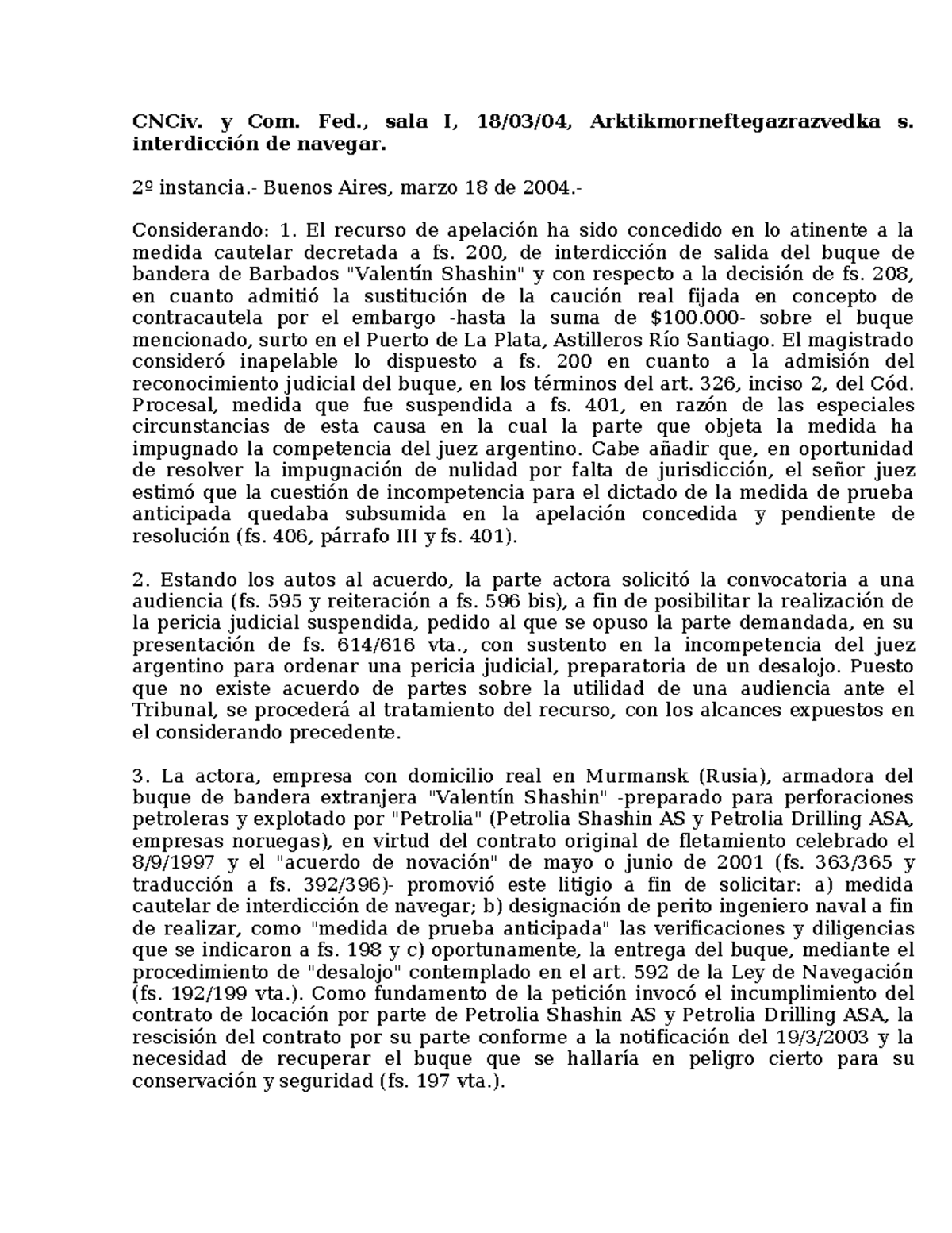 14 - Artikmorneftegazrazvedka s. interdicci Ã³n de navegar - CNCiv. y ...
