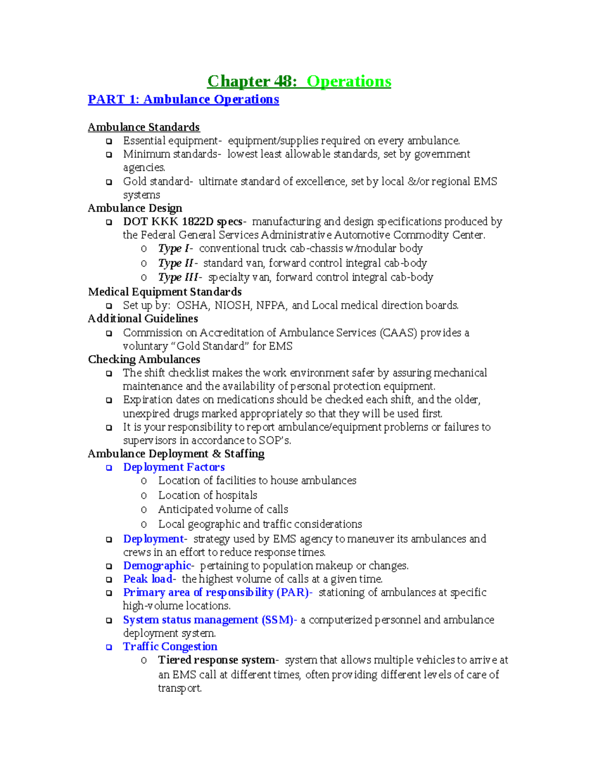Chapter 48 OPS - Outline of ALS/EMS Operations / Study guide - Chapter ...