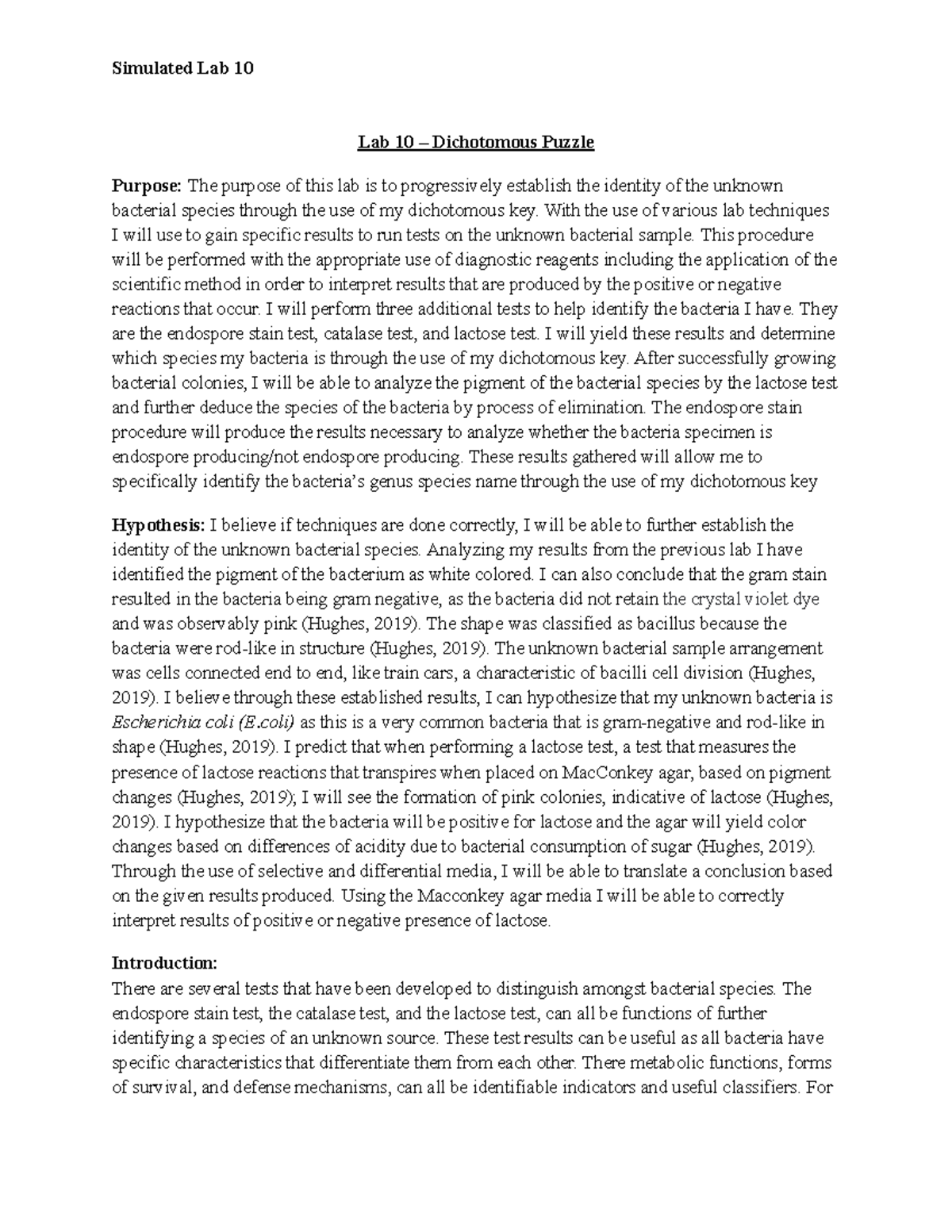 $Lab 10 – Dichotomous Puzzle - Lab 10 – Dichotomous Puzzle Purpose: The ...