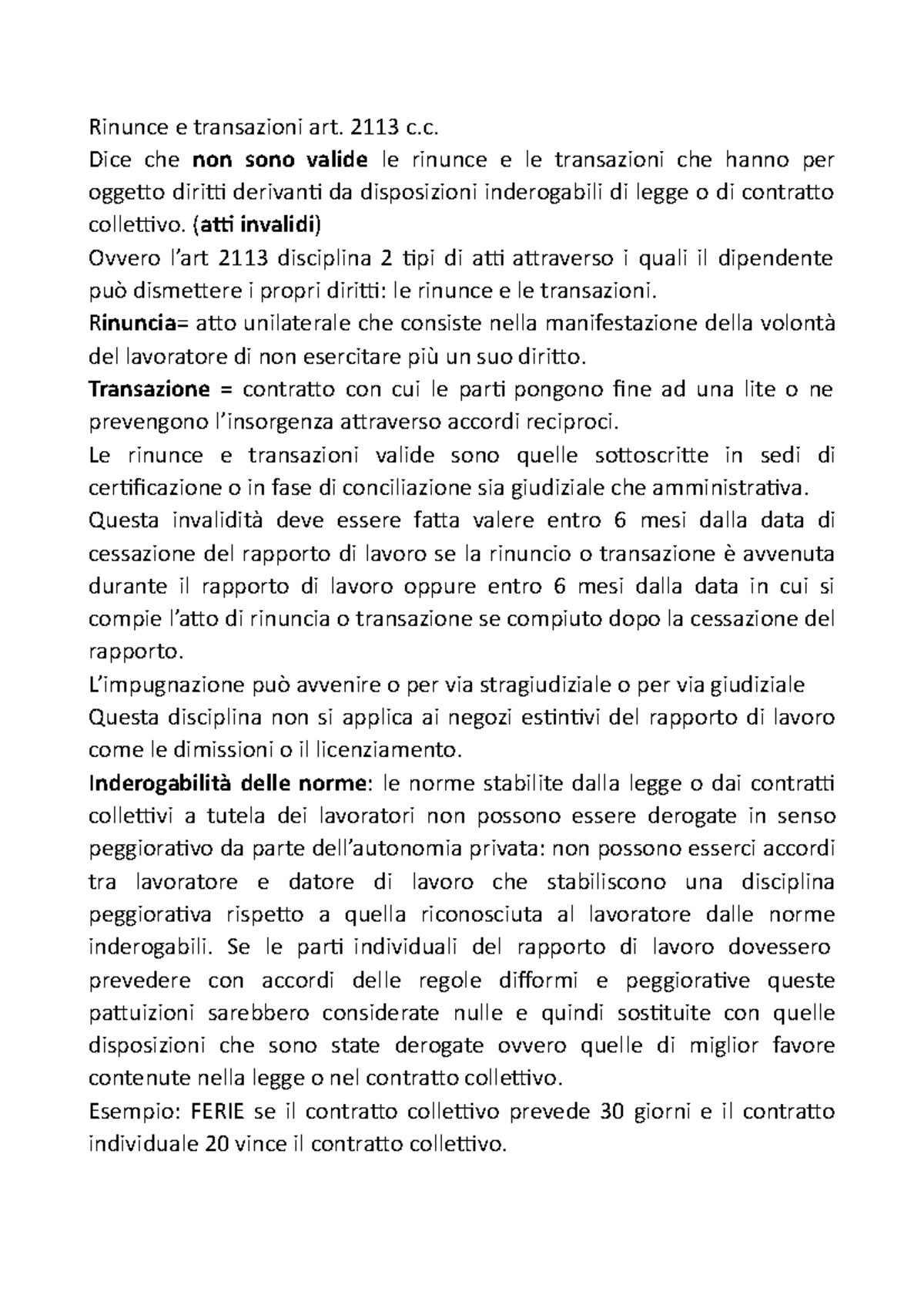 Rinunce e transazioni art 2113 CC - Rinunce e transazioni art. 2113 c ...