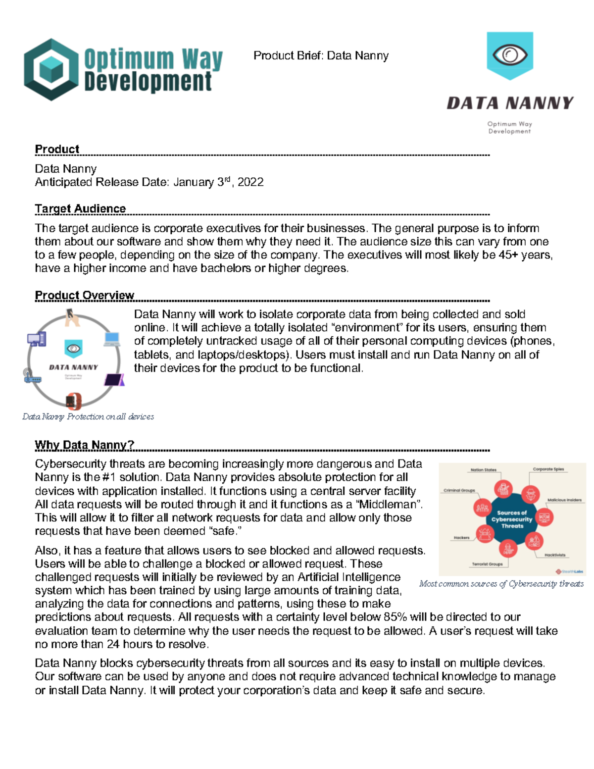 IT 226 Product Brief - Product Brief: Data Nanny Product Data Nanny ...
