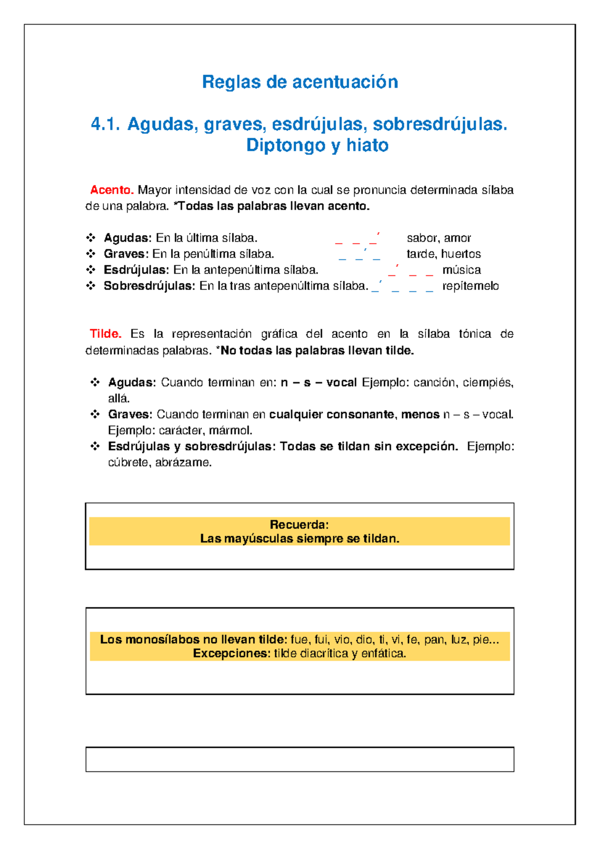Comunicacion Oral Escrita-Tema 4 - Reglas de acentuación 4. Agudas ...