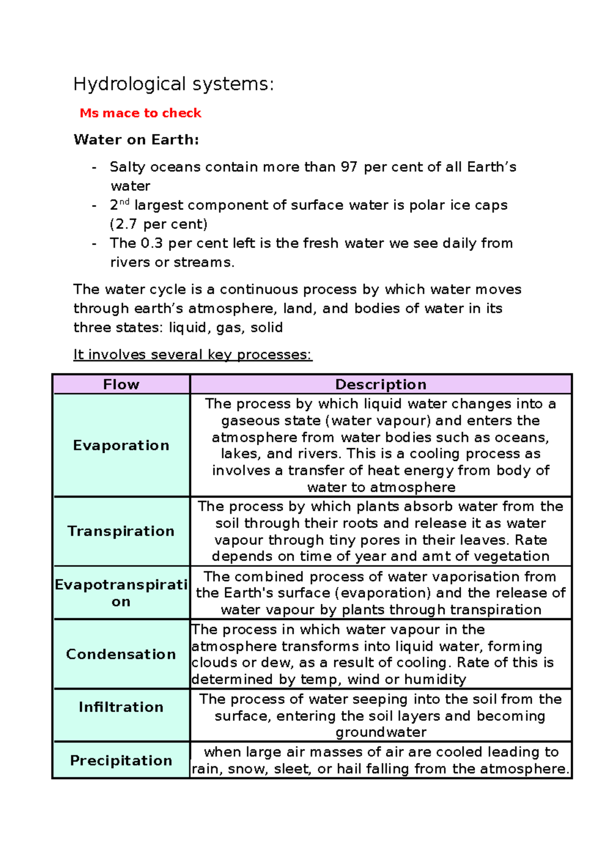 Hydrological systems - The water cycle is a continuous process by which ...