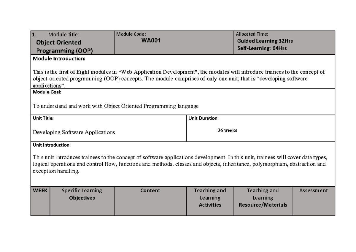 Web Application - 1. Module title: Object Oriented Programming (OOP ...