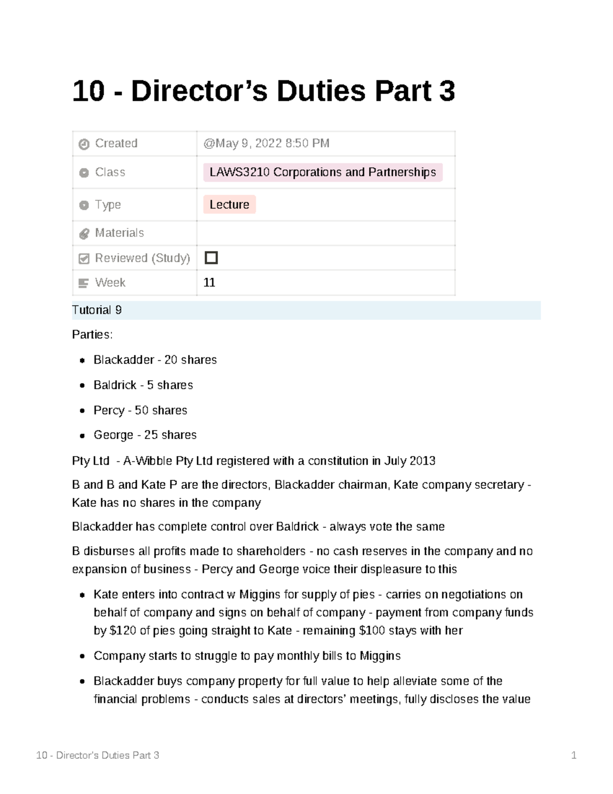 10 - Directors Duties Part 3 - 10 - Director’s Duties Part 3 Created ...