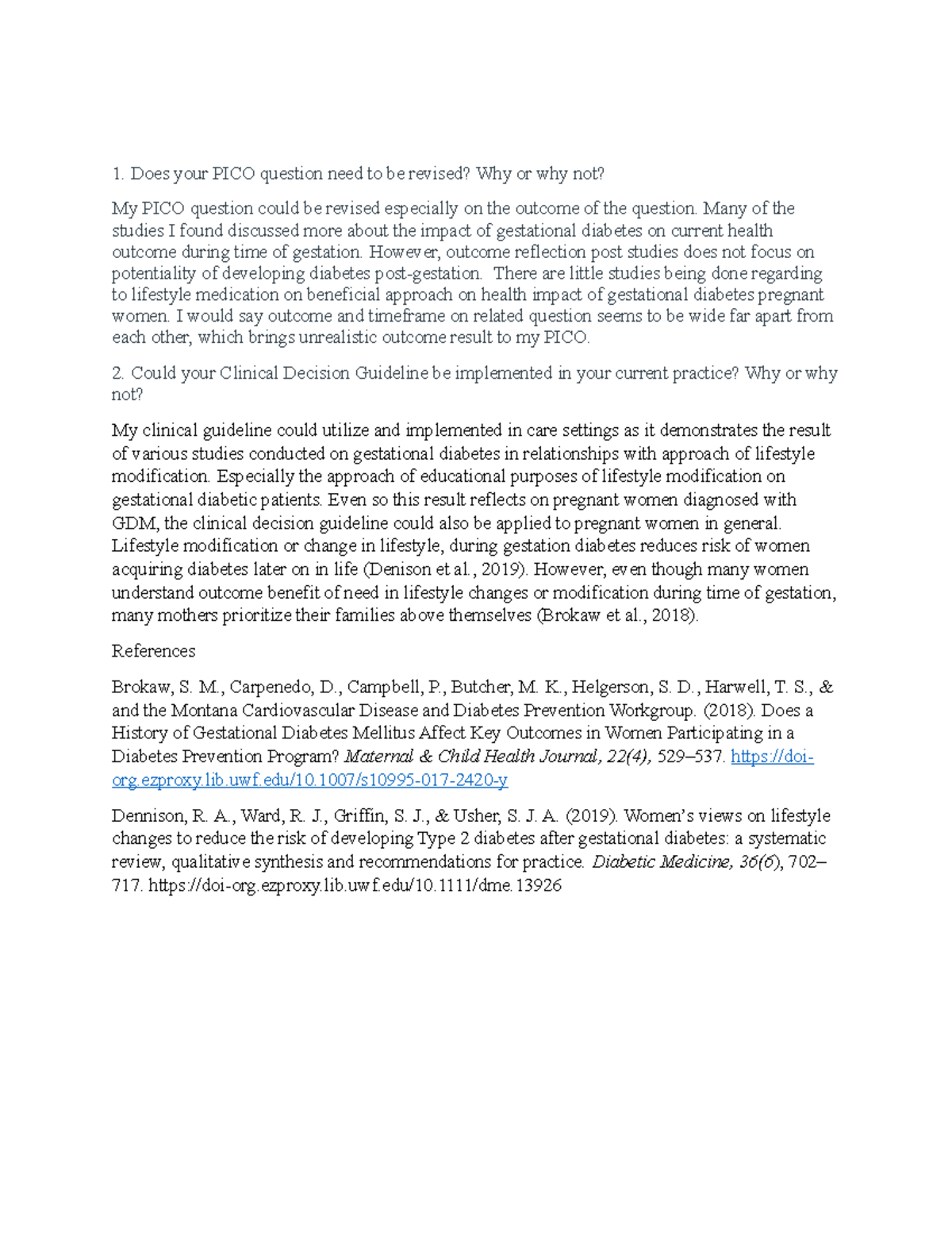 Discussion 5 - initial - Does your PICO question need to be revised ...