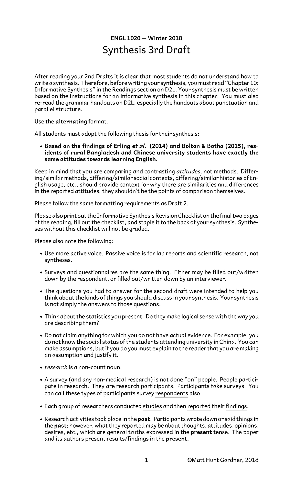 Synthesis 3rd Draft - ENGL 1020 — Winter 2018 Synthesis 3rd Draft After ...