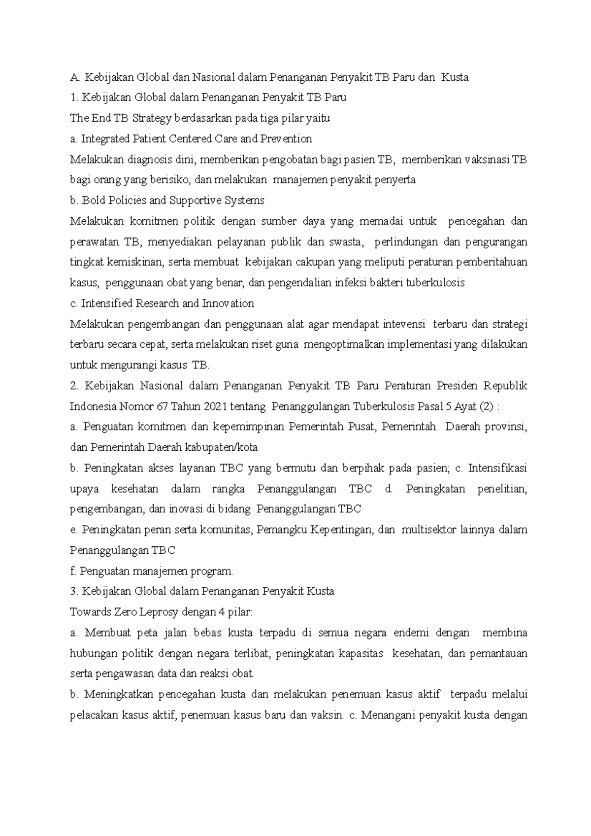 TB Paru dan Kusta - A. Kebijakan Global dan Nasional dalam Penanganan Penyakit TB Paru dan Kusta ...