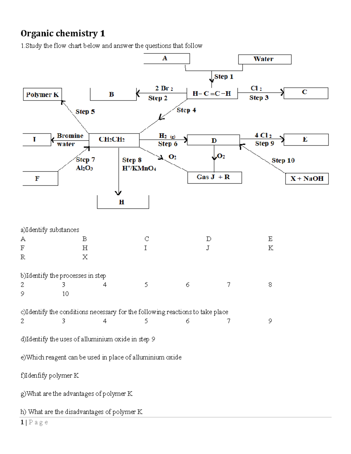 3 red blue organic - Organic chemistry 1 1 the flow chart below and ...