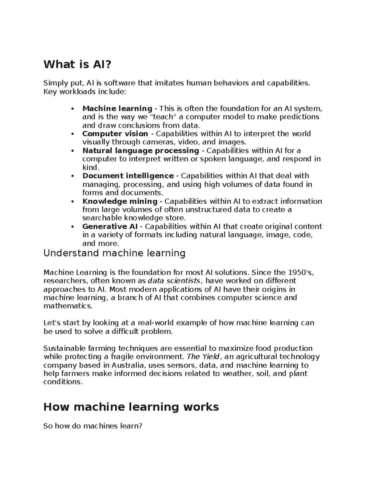 Fundamental ai concept - What is AI? Simply put, AI is software that ...