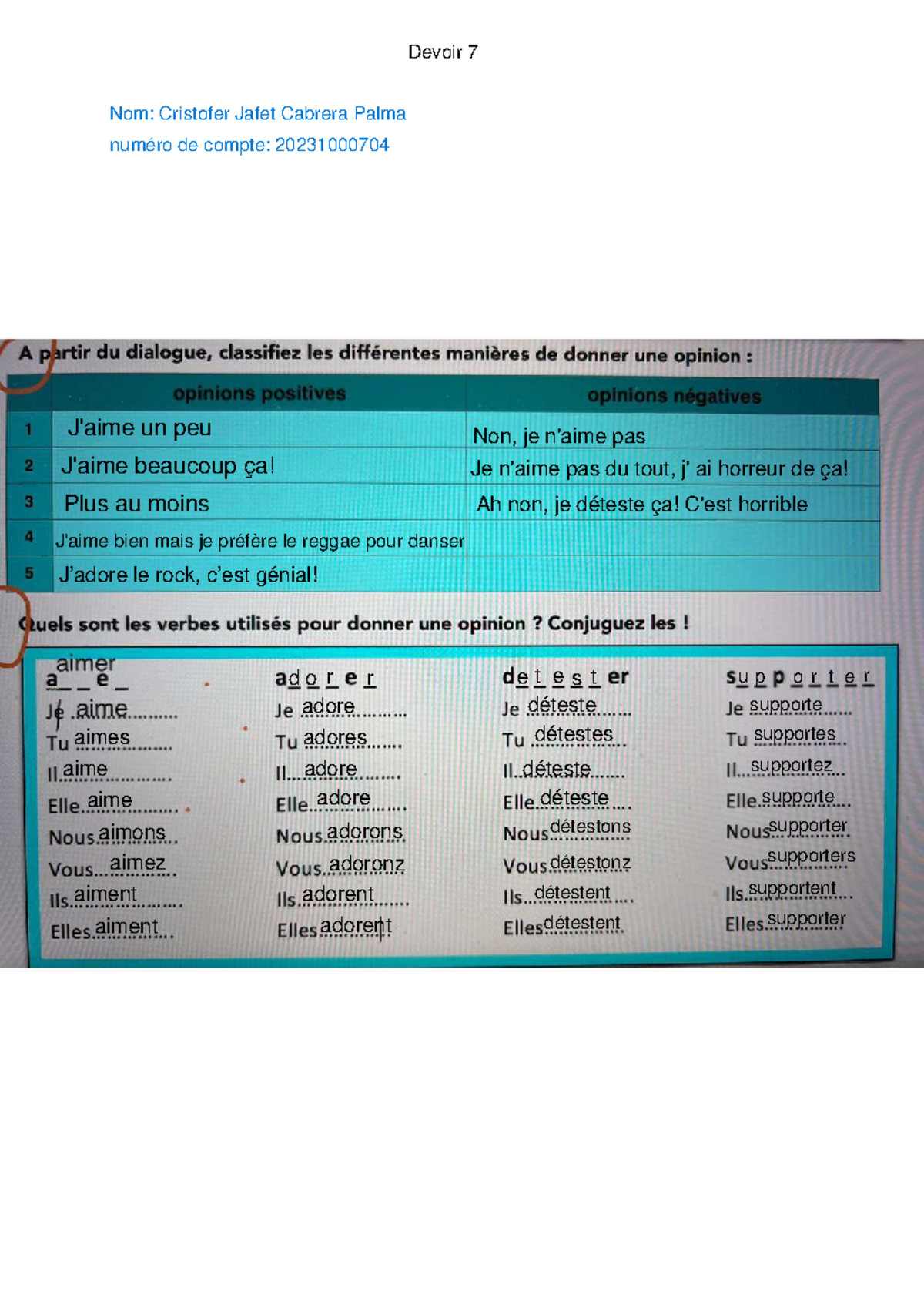 Devoir 7. llolol - Francés 1 - Studocu