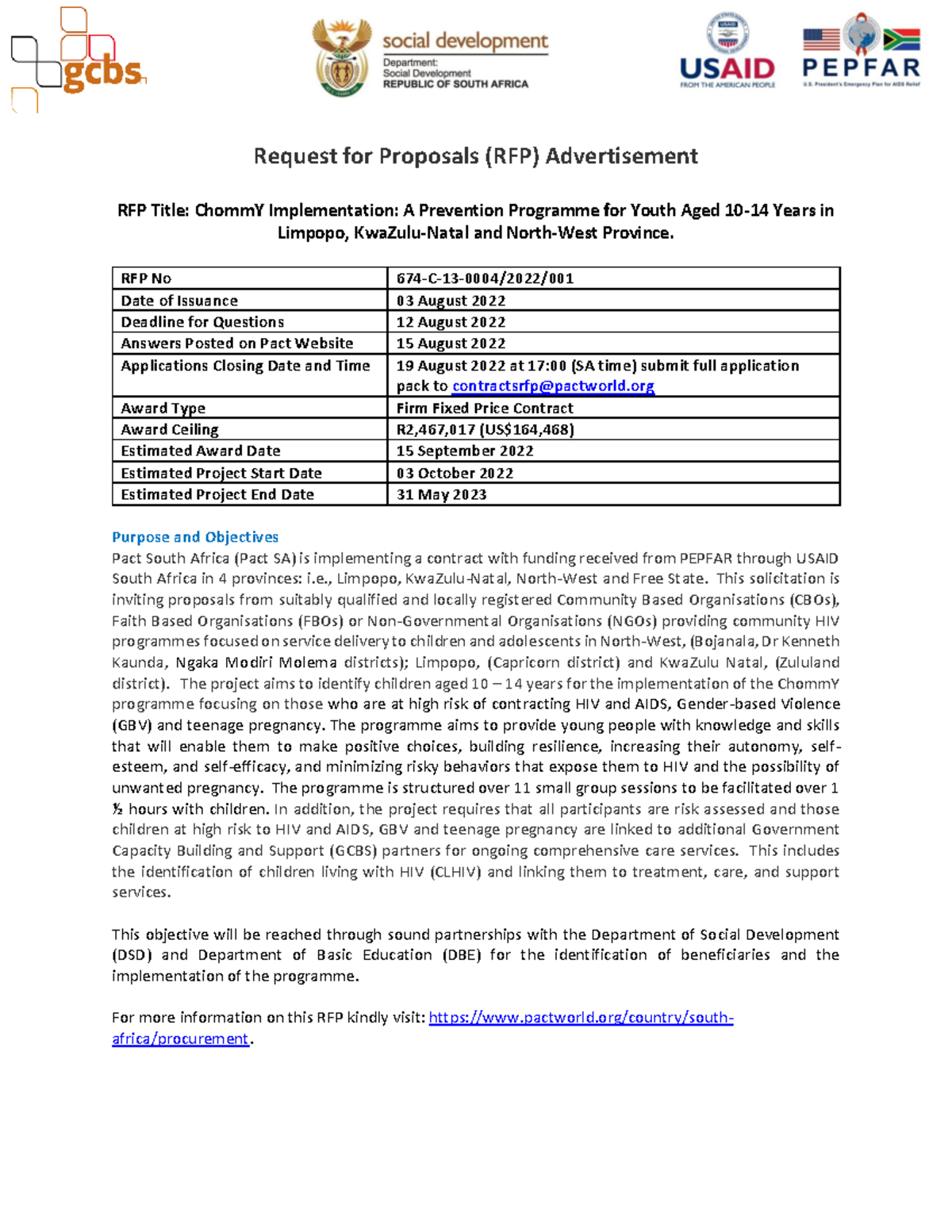 00-Chomm Y Advert-Final - Request for Proposals (RFP) Advertisement RFP ...