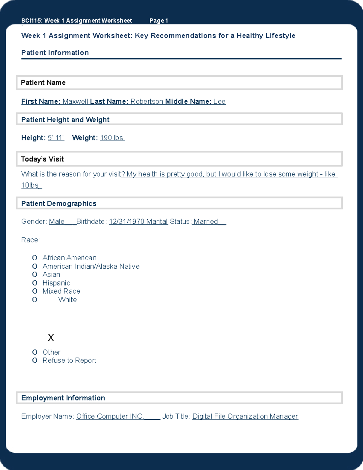 SCI115 wk1 assn SHines 10092023 - SCI115: Week 1 Assignment Worksheet ...