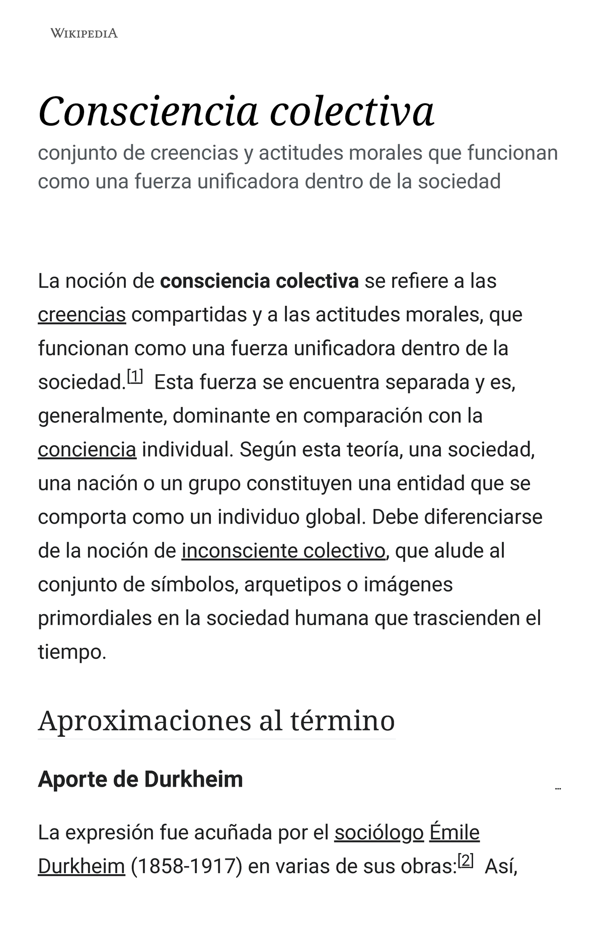 Consciencia colectiva - Wikipedia, la enciclopedia libre - Consciencia ...