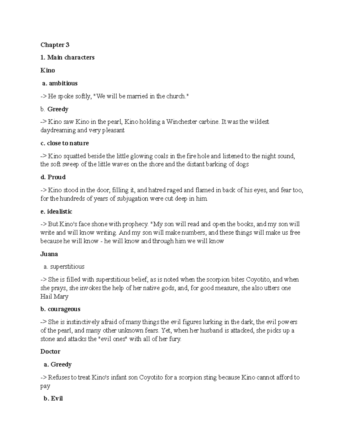 Chapter 3 - **Chapter 3 Main characters Kino a. ambitious** -> He spoke ...