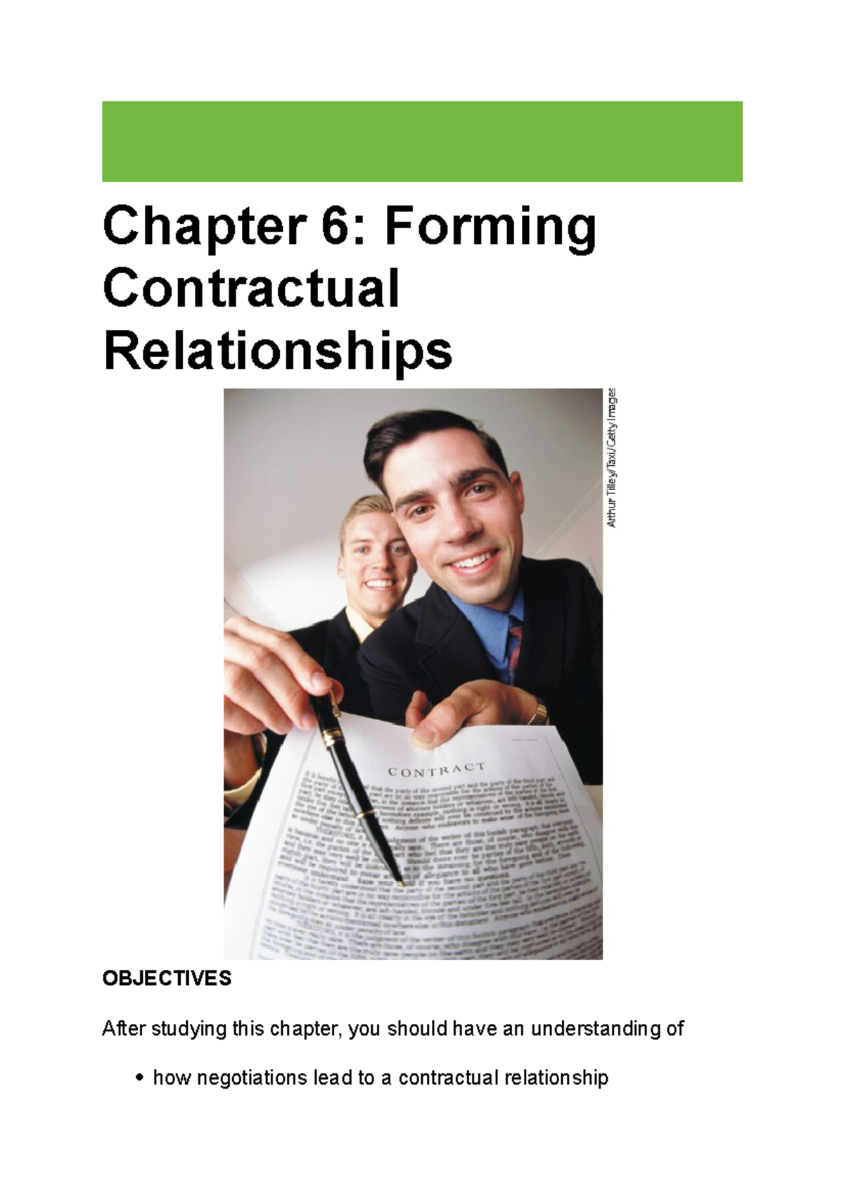 Chapter 6 Forming Contractual Relationships - Chapter 6: Forming ...