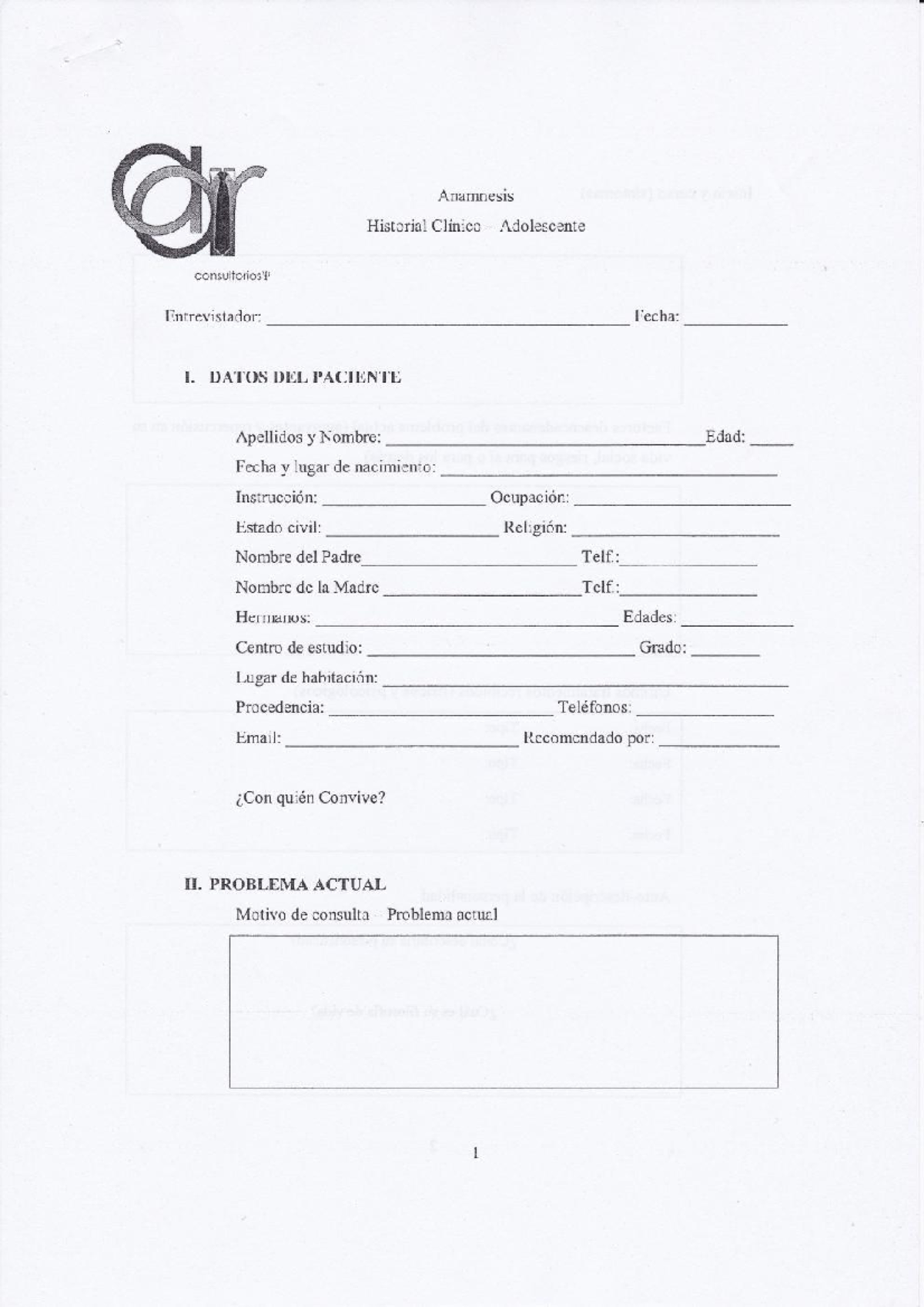 Anamnesis Adolescentes - ar Anamnesis Historial Clínico Adolescente ...