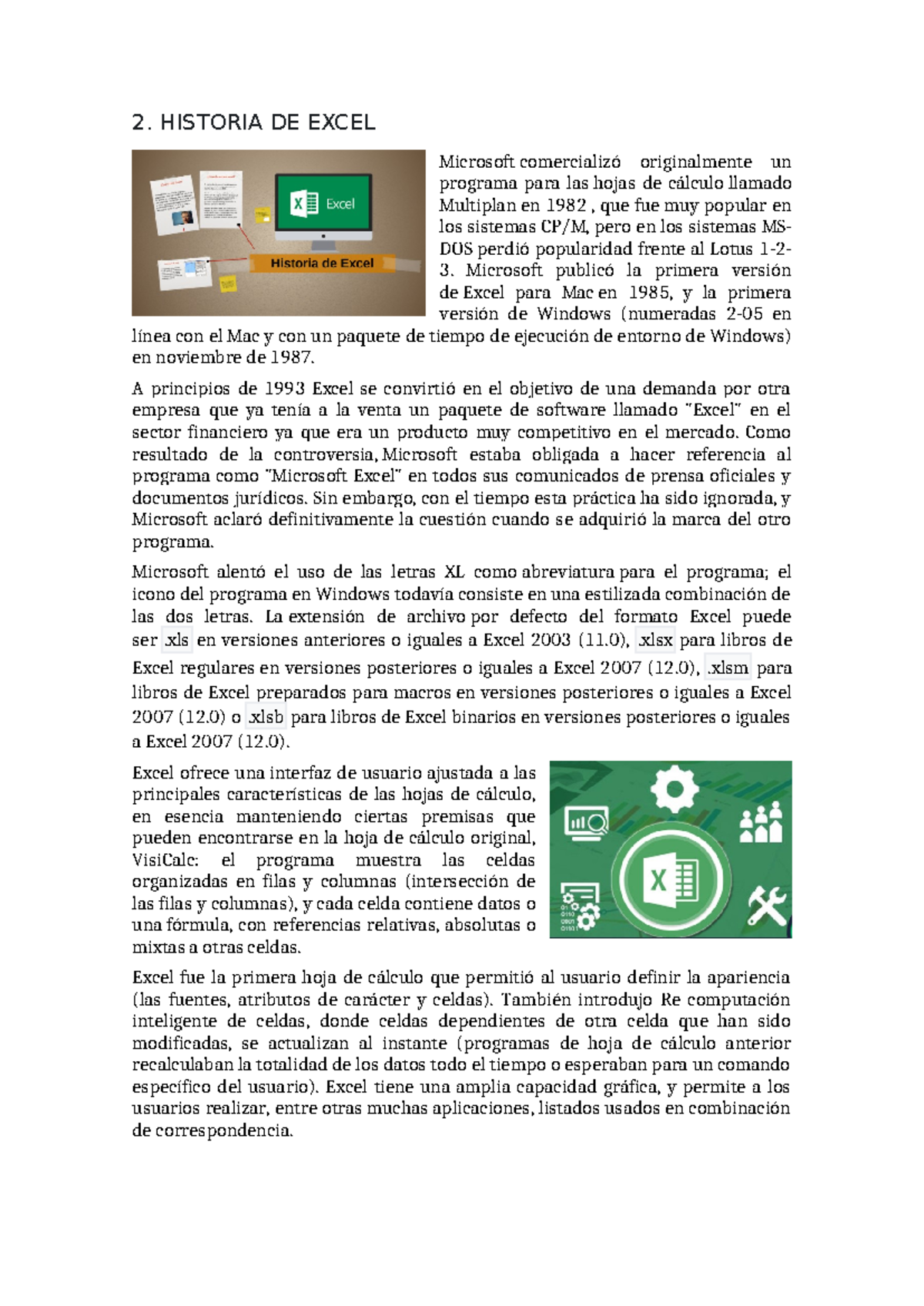 2 Historia DE Excel - 2. HISTORIA DE EXCEL Microsoft comercializó ...