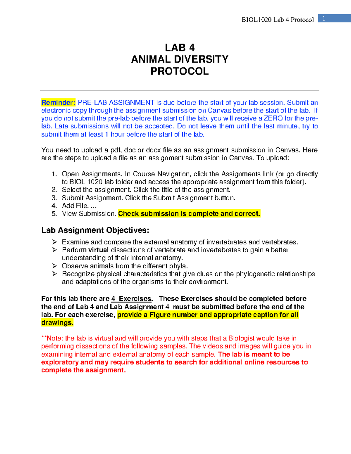Lab 4-Protocol - lab 3 biol 1020U for 2021/2022; part of laboratory ...