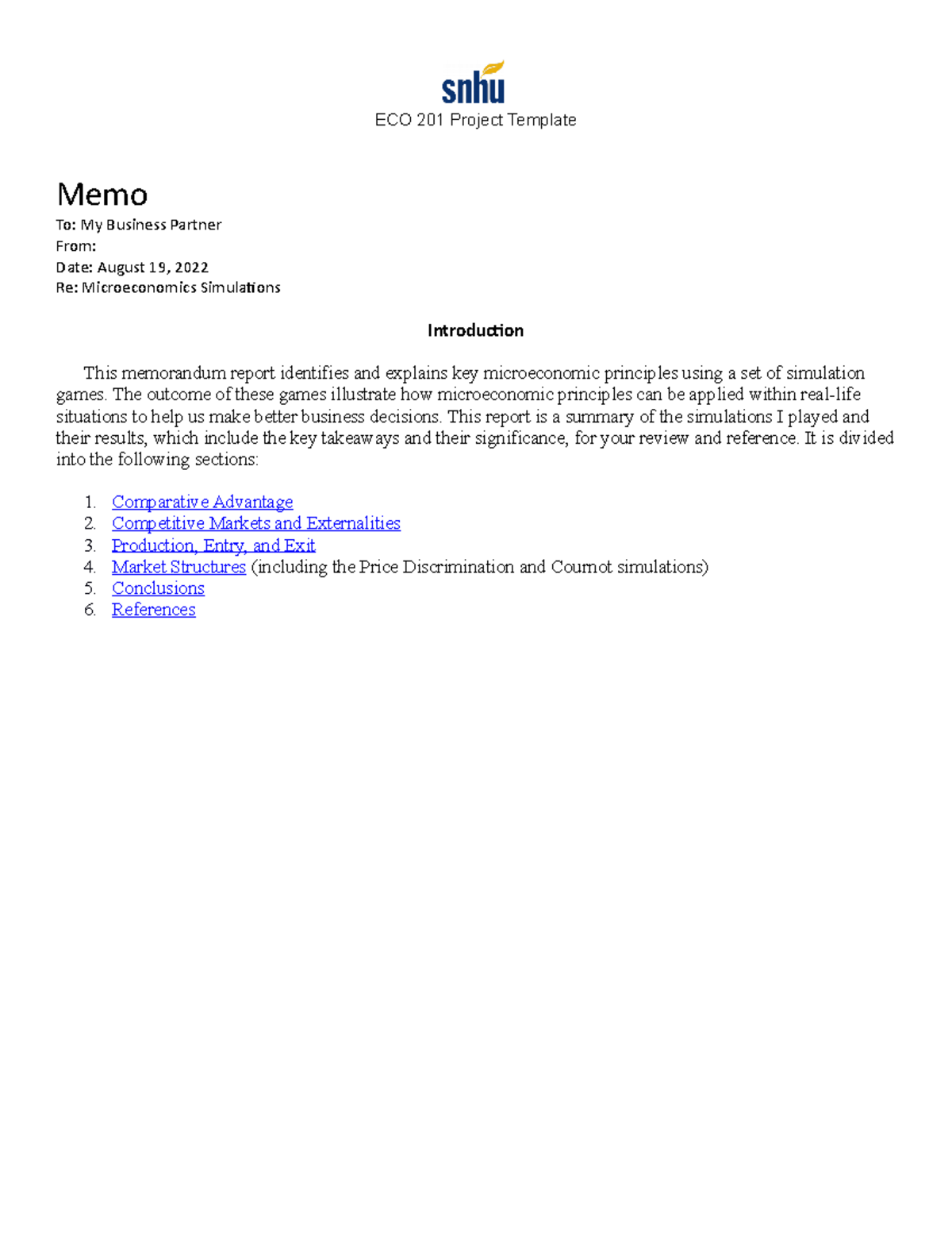 ECO 201 Project Template Final Project - ECO 201 Project Template Memo ...