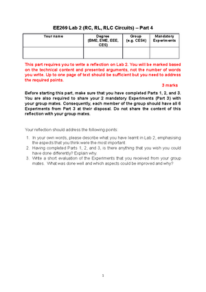 EE269 RC, RL and RLC Circuits Part 2 - EE269 Lab 3 (RC, RL, RLC ...
