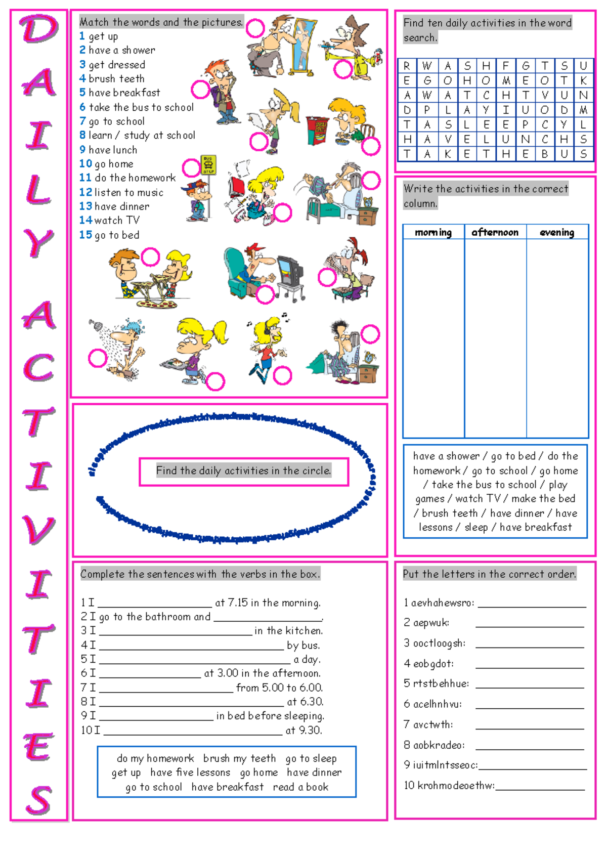 Daily routines 2FOR Students - Find ten daily activities in the word ...
