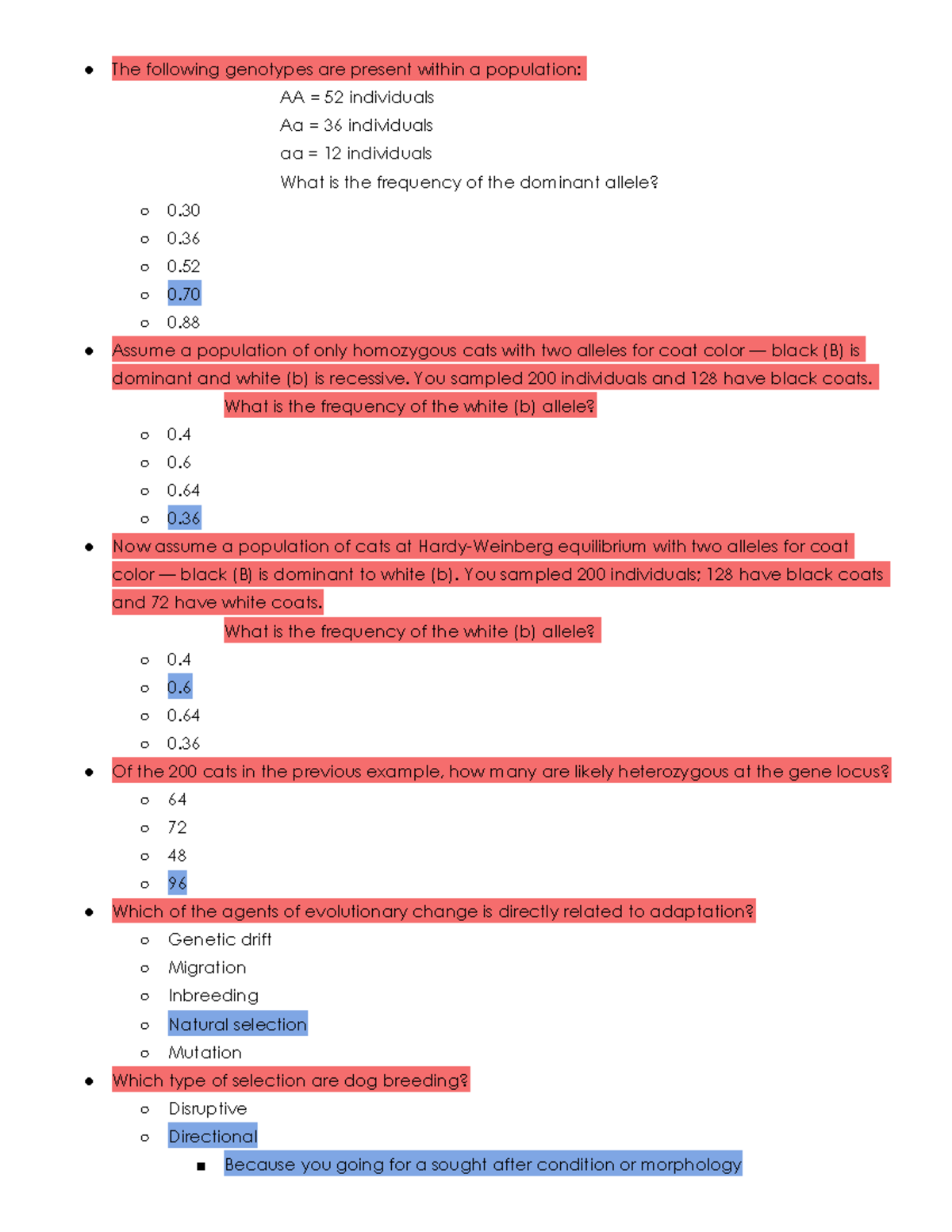I Clicker Unit 1 BIO151 - The following genotypes are present within a ...